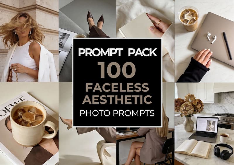 Faceless Aesthetic — 100 AI Photo Prompts | Gemini Prompts